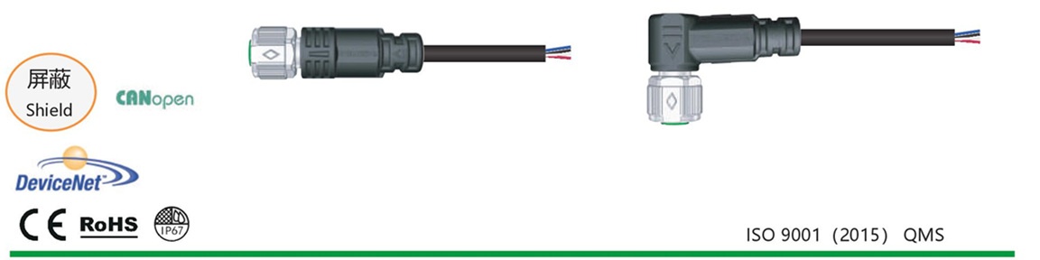 CanOpen/DeviceNet,OneEnd,FeMale,M12,Shield